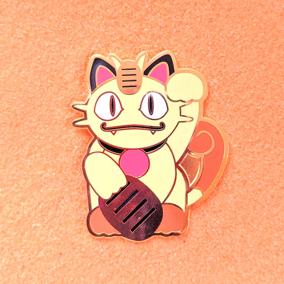 Maneki Meowth 1.5 Enamel Pin - Etsy