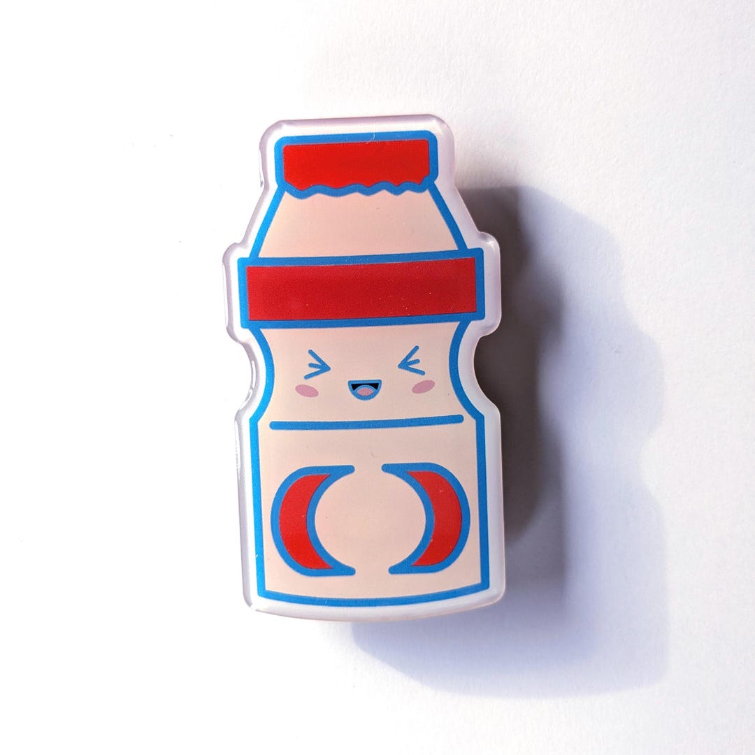 Yogurt Drink - ~3" Food Acrylic Print With Magnet, Phone Grip, Badge ...