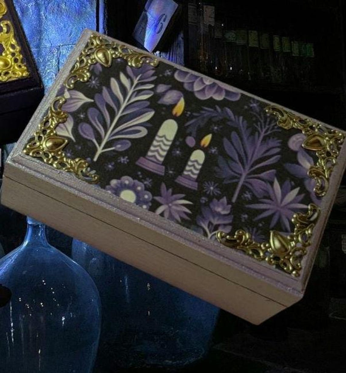 Practical Magic Themed Box, Four Glass Bottles, Salt, Rosemary ...