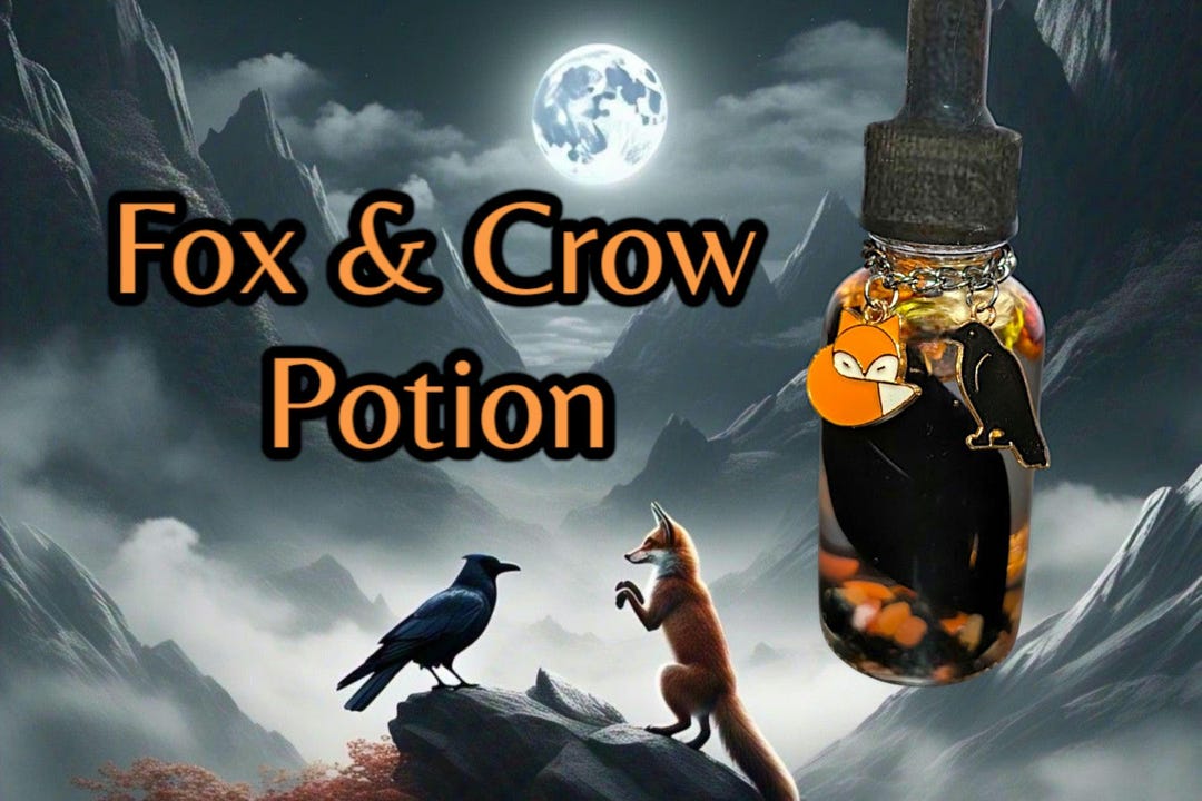 Fox & Crow Potion. Crystals, Scented Spiritual Oil Perfume Intention ...