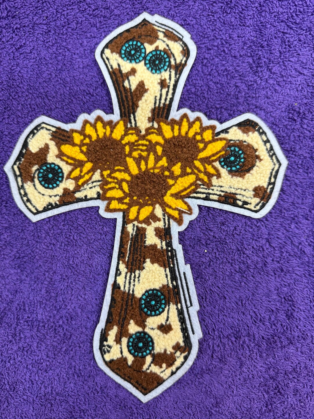 Flower Cow Print Chenille Cross - Etsy
