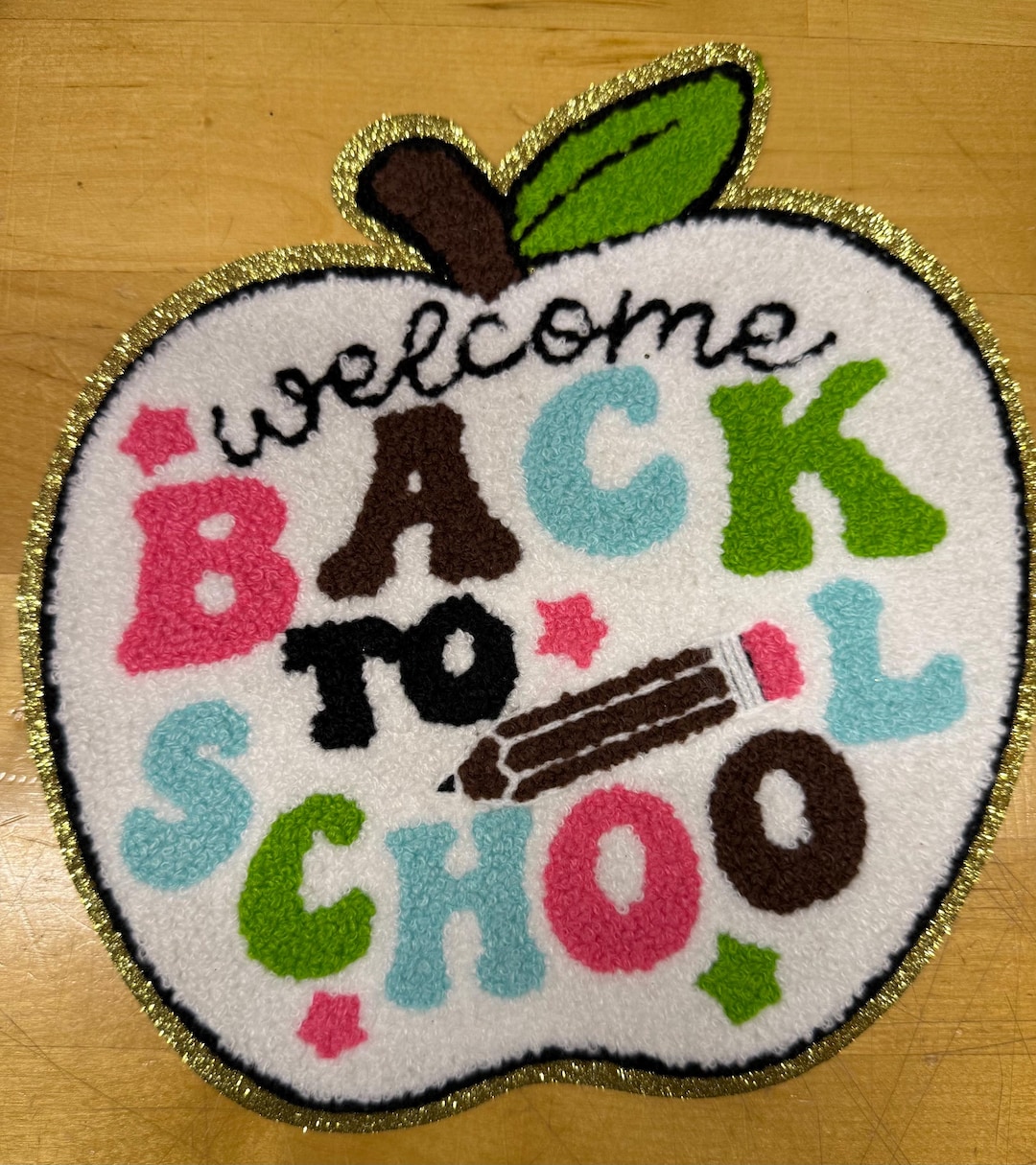 Apple Shaped Teacher Chenille Patch - Etsy