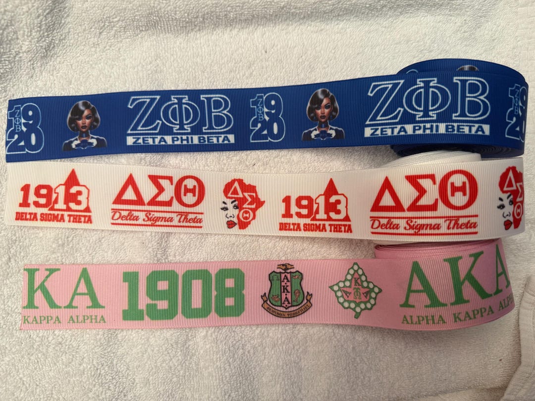 Ribbon-aka, Zeta, Delta Decorated Ribbon - Etsy