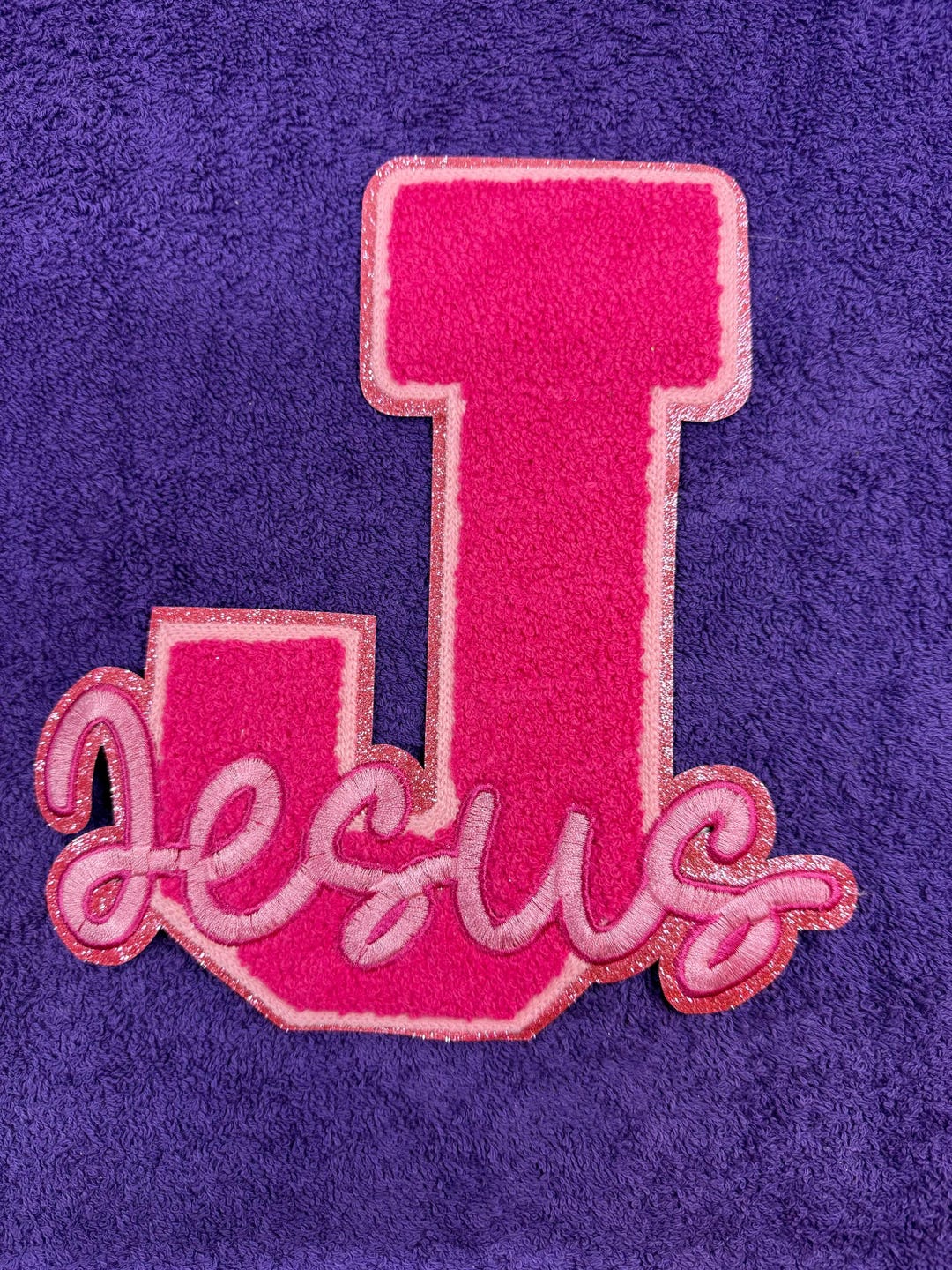 Jesus BIG J Chenille Pink Patch - Etsy