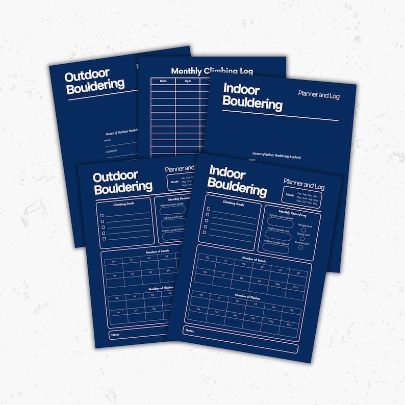 Rock Climbing Bouldering Planner Log Logbook PDF Printable Download and ...
