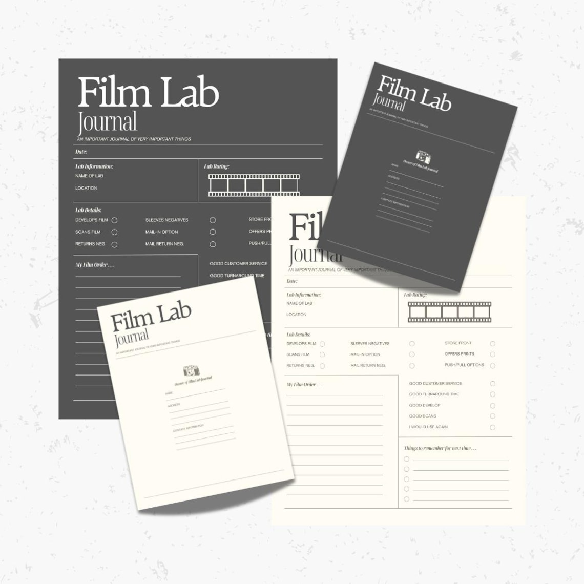 Film Lab Journal Diary PDF Printable Download | Notebook for Film Lab ...