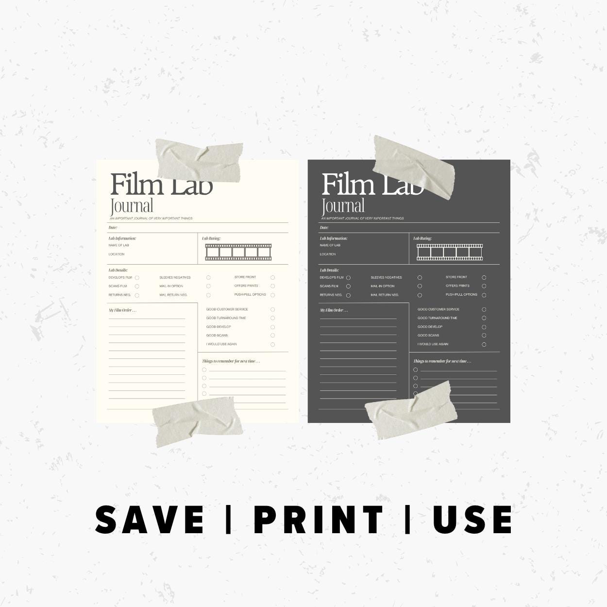 Film Lab Journal Diary PDF Printable Download | Notebook for Film Lab ...
