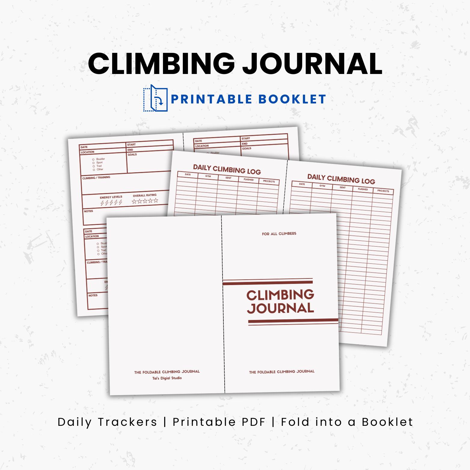 Climbing Bouldering PDF Printable Booklet, Daily Rock Climbing Planner ...