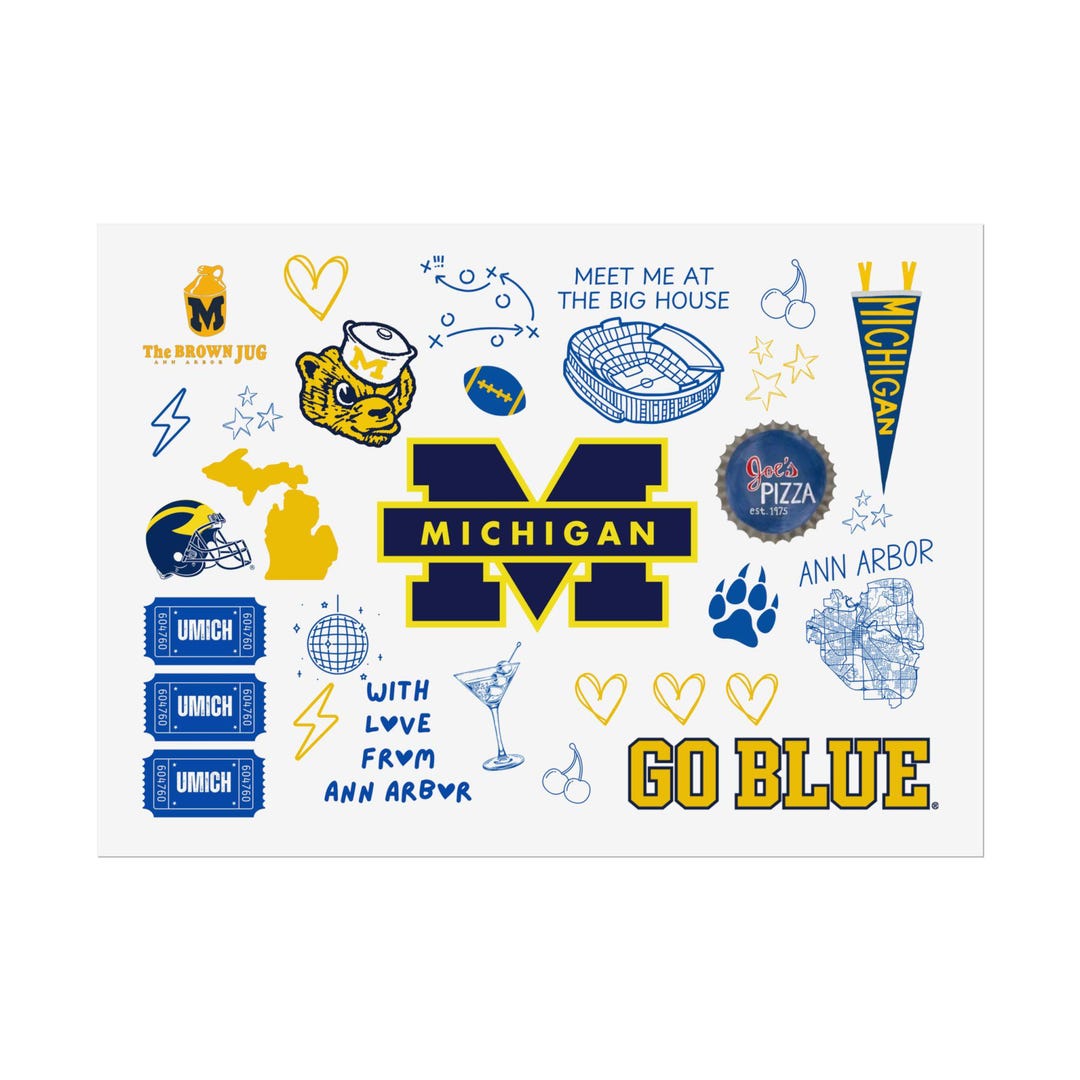 University of Michigan Poster, College Dorm Decor, College Prints ...