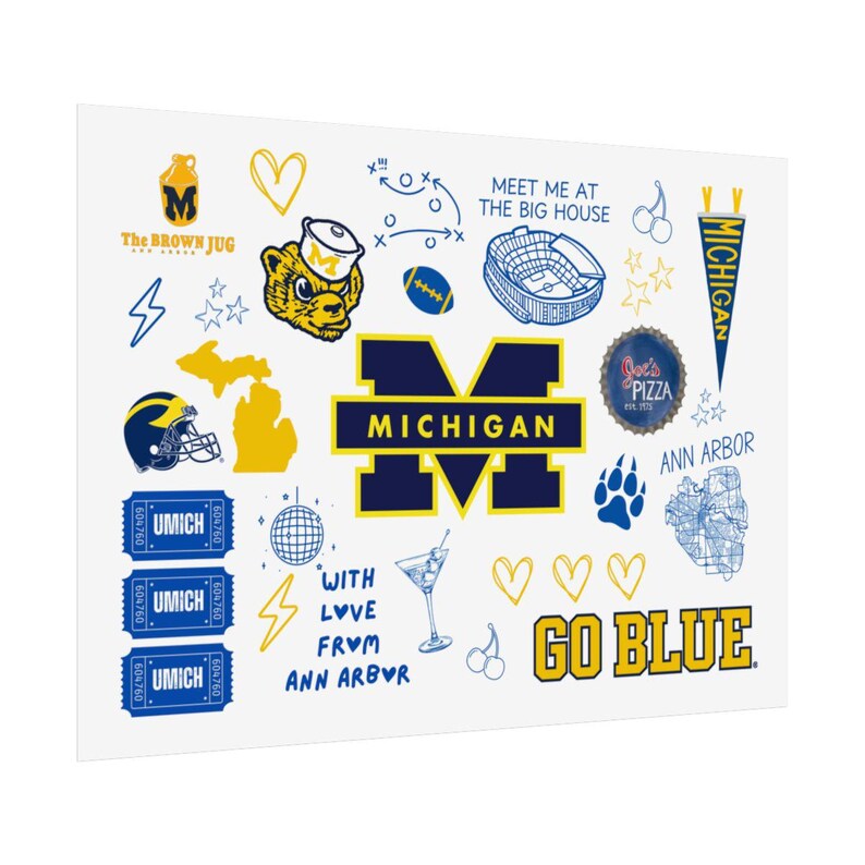 University of Michigan Poster, College Dorm Decor, College Prints ...