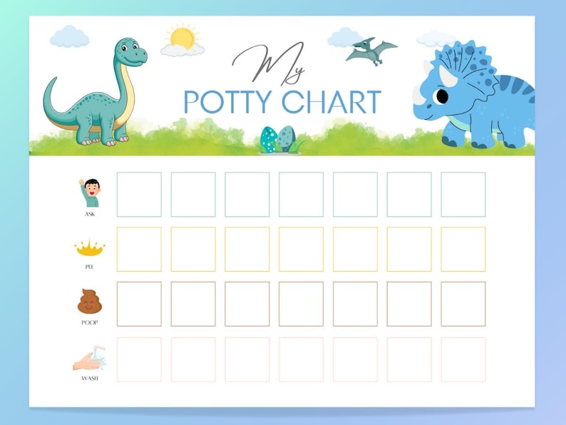 Dinosaur Themed Potty Training Chart, Potty Training Reward Chart for ...