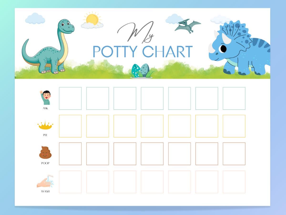 Dinosaur Themed Potty Training Chart, Potty Training Reward Chart for ...