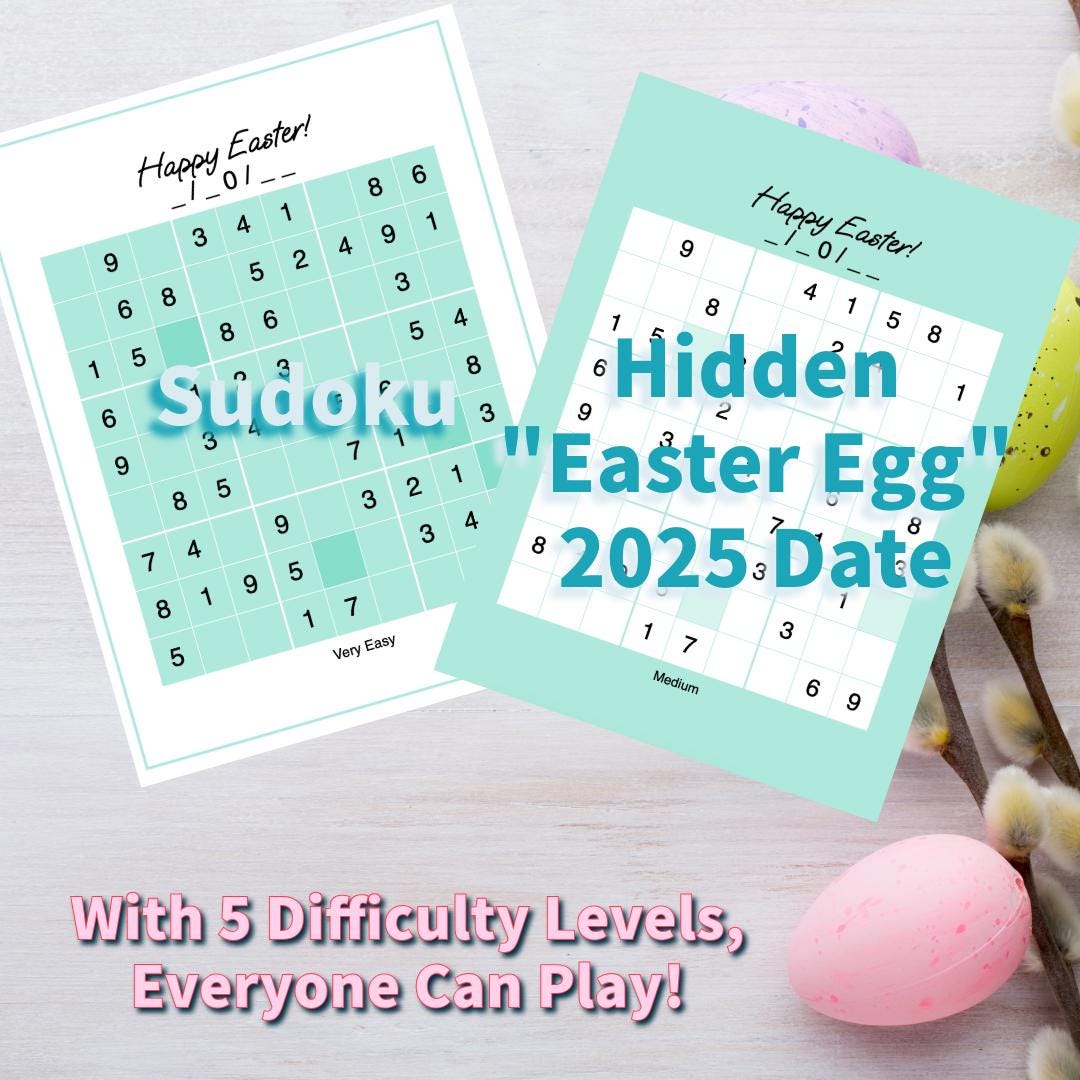 Easter Sudoku Puzzle Printable - With "easter Egg" Hidden 2025 Date ...