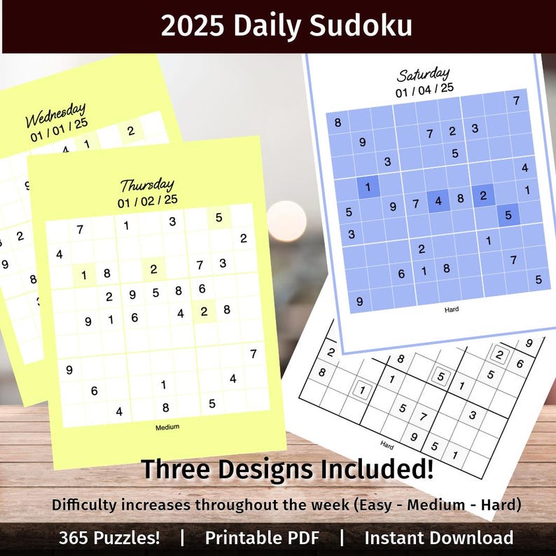 2025 Sudoku Daily Printable Calendar - Etsy