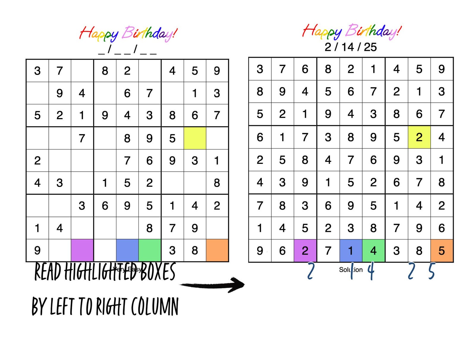 Birthday Sudoku Game or Card Printable - Easy, Medium, and Hard Levels ...