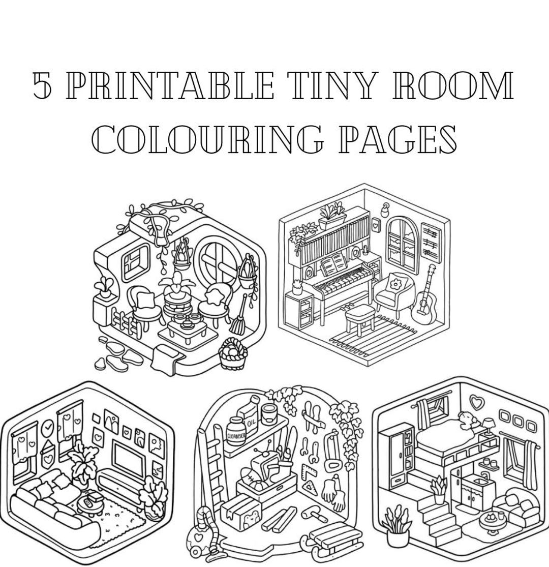 Cozy Tiny Room Colouring Pages - Etsy