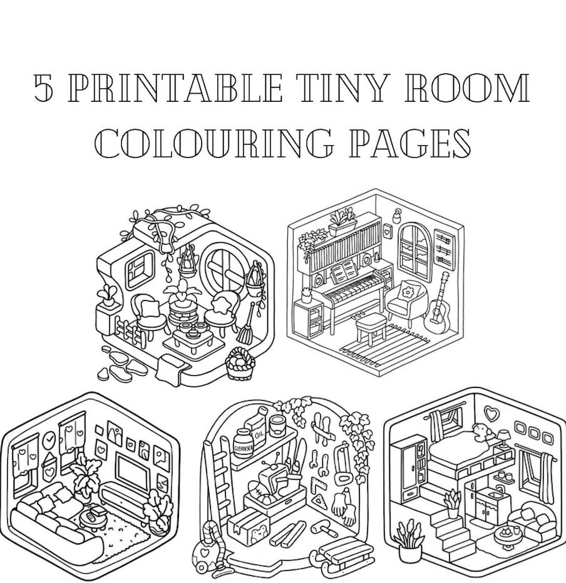 Cozy Tiny Room Colouring Pages - Etsy