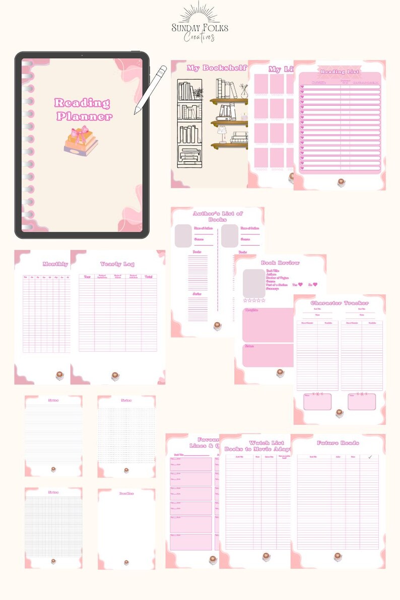 Digital Reading Journal, Digital Reading Planner and Reading Tracker ...