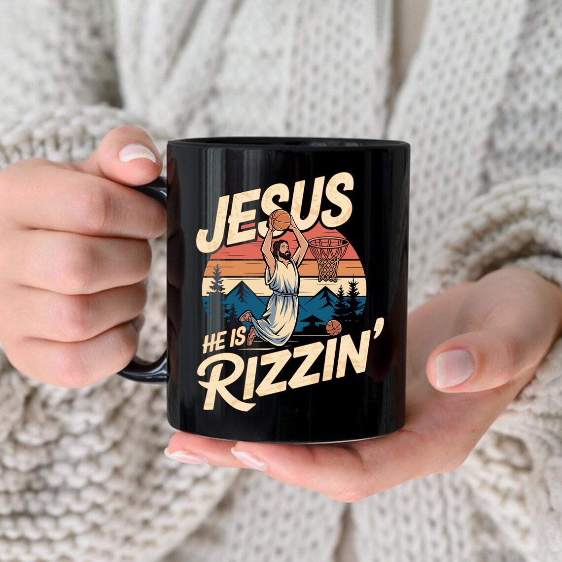 Jesus He is Rizzin' PNG | Retro Basketball Christ SVG | Funny Christian ...
