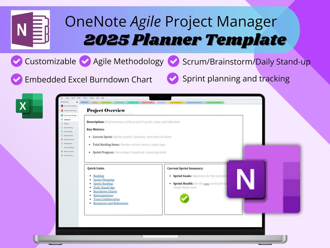 Onenote Template for Agile Project Managers, Project Management Planner ...
