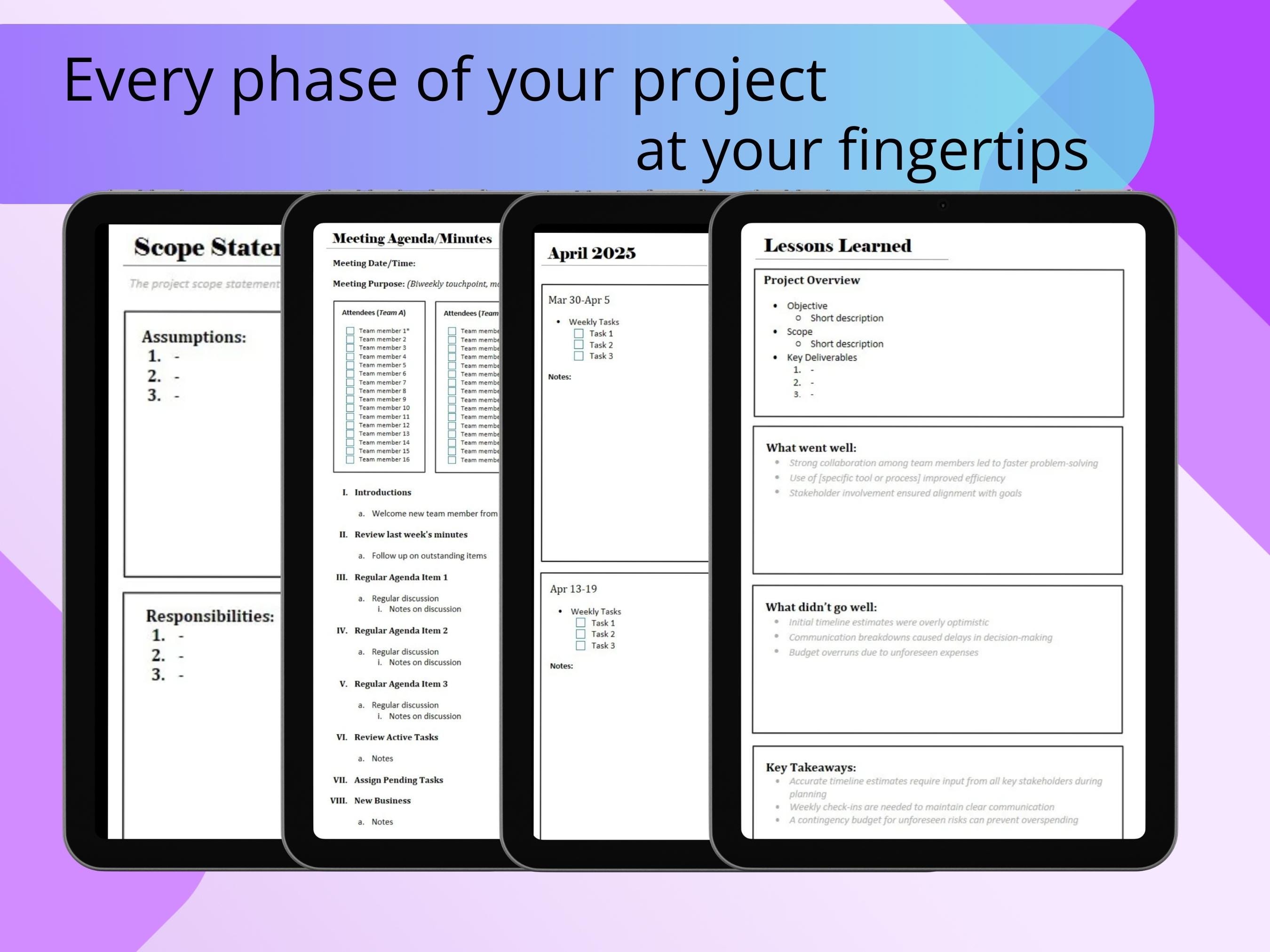 Premium Onenote Project Management Template With Excel Gantt, 2025 ...