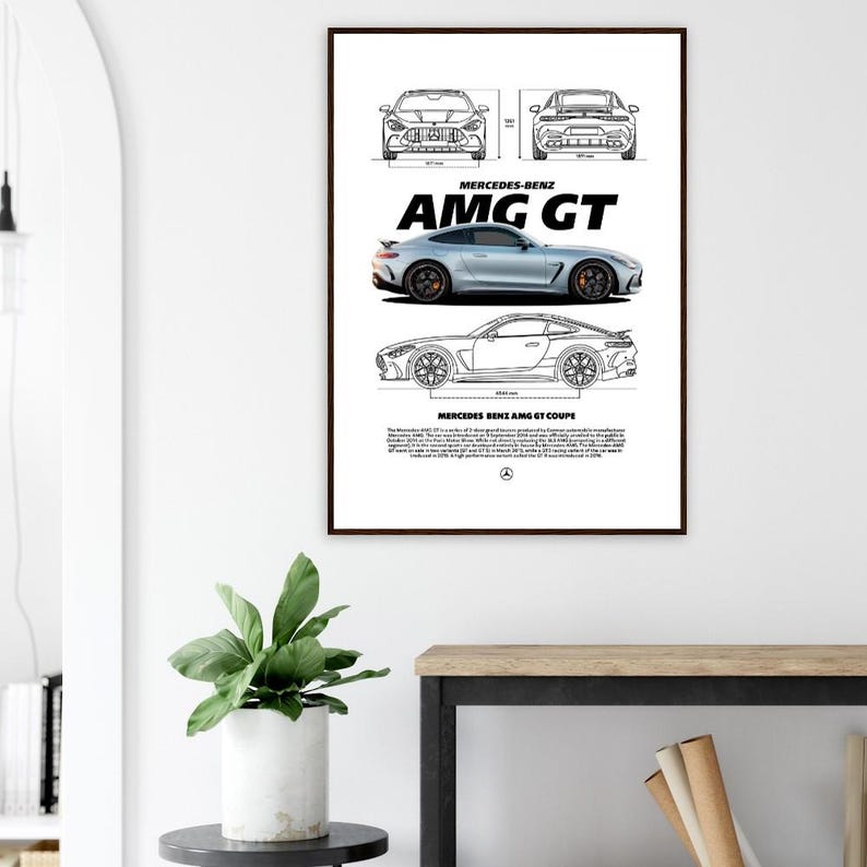 Mercedes AMG GT Classic Matte Paper Wooden Framed Poster, Luxury Car ...