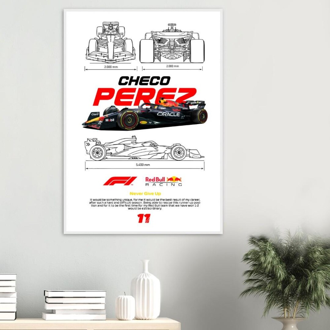 Sergio "checo" Pérez's Red Bull F1 Car Classic Matte Paper Wooden ...
