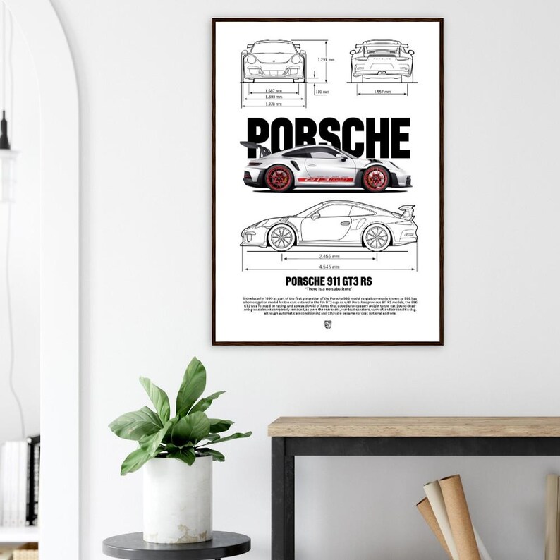 Porsche 911 GT3 RS Classic Matte Paper Wooden Framed Poster, Luxury ...