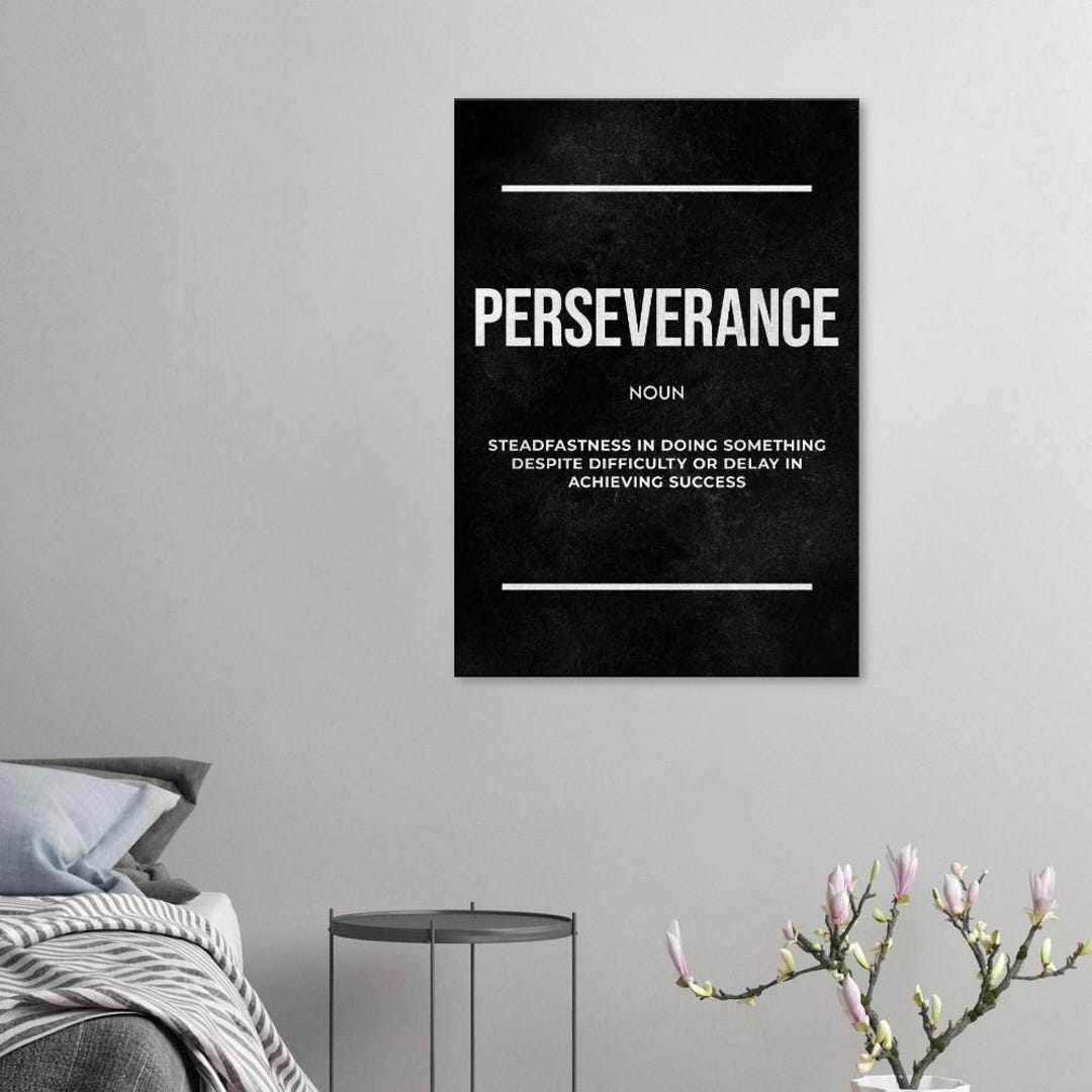 Perseverance Motivational Canvas Wall Art, Inspirational Quote Decor ...