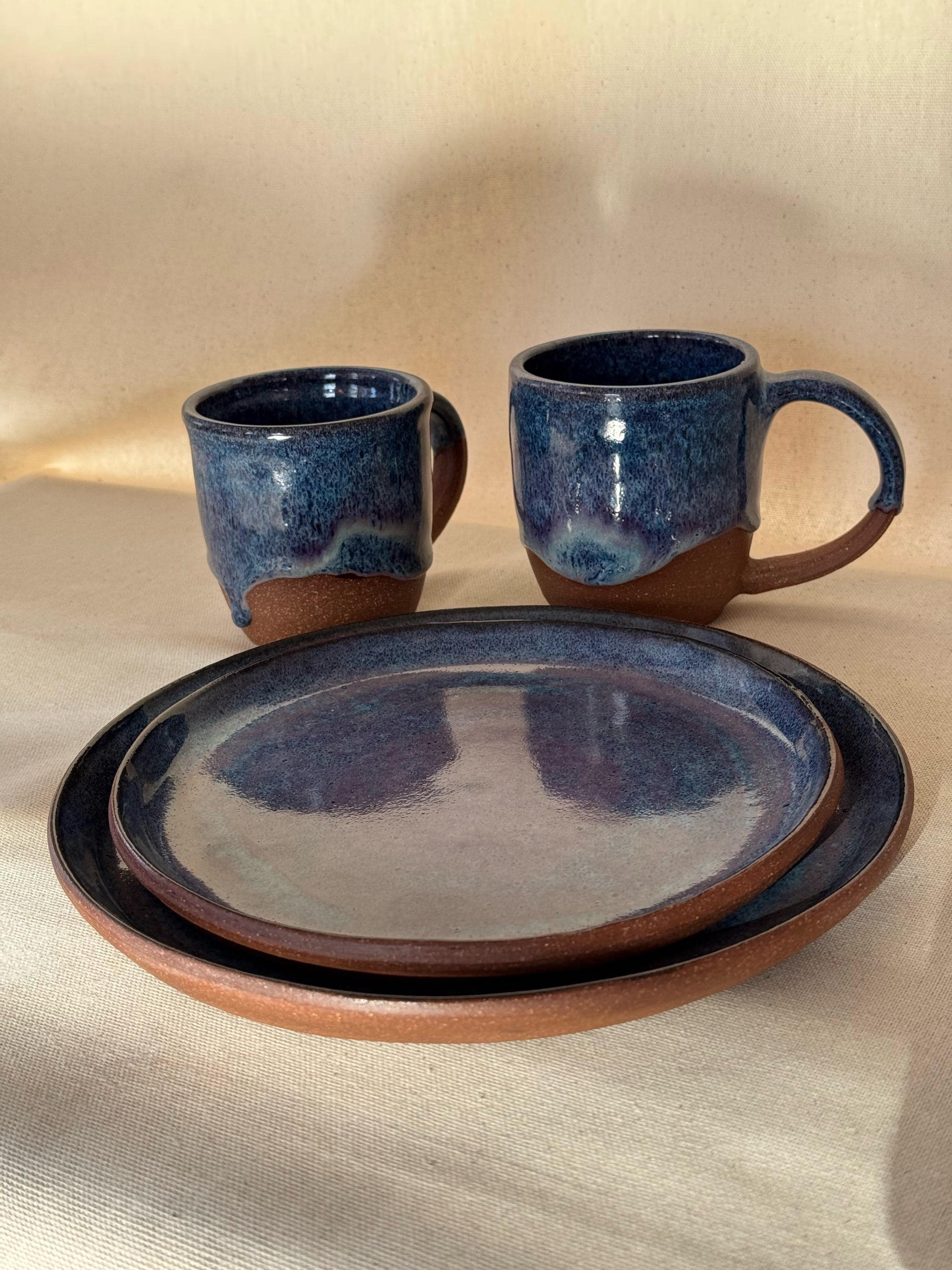 Handmade Ceramic Dinnerware Set - Rustic Blue Glaze - Etsy