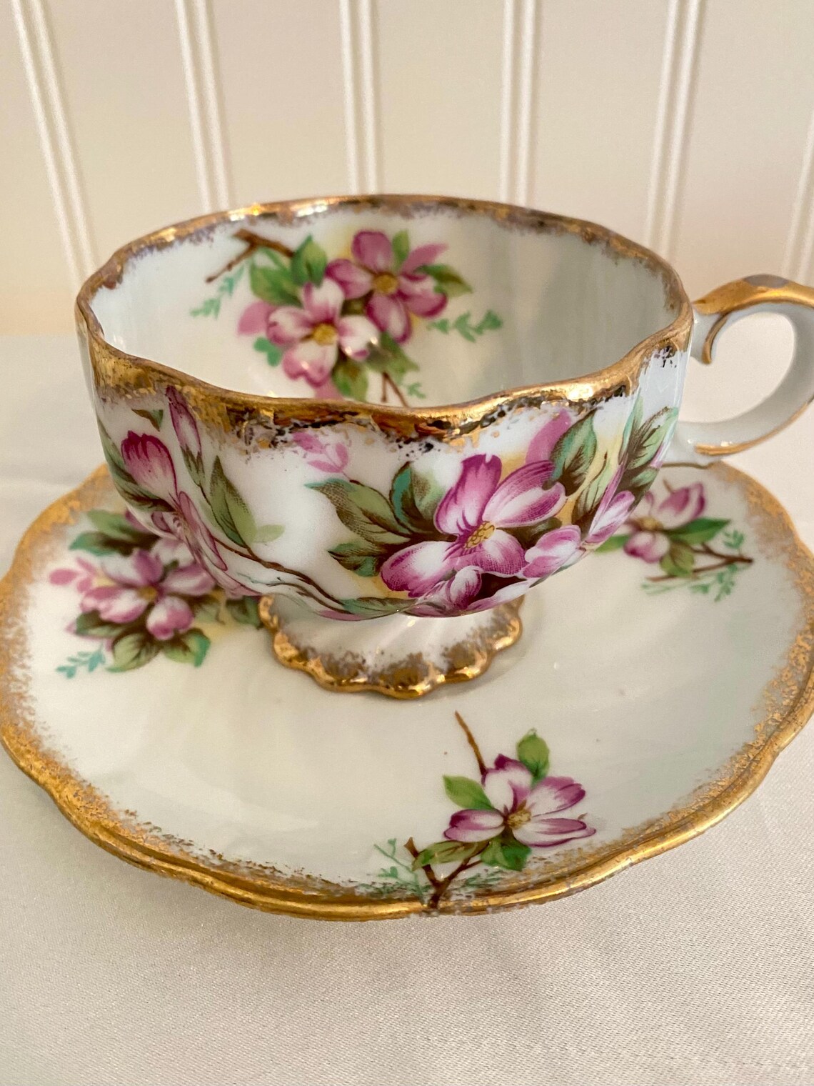 Vintage Japanese Dogwood Flower Teacup and Saucer - Etsy