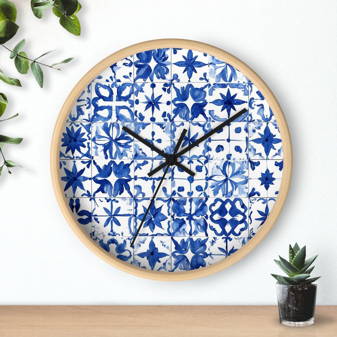 Abstract Watercolour Ceramic Tile Wall Clock, Abstract Apartment Decor ...
