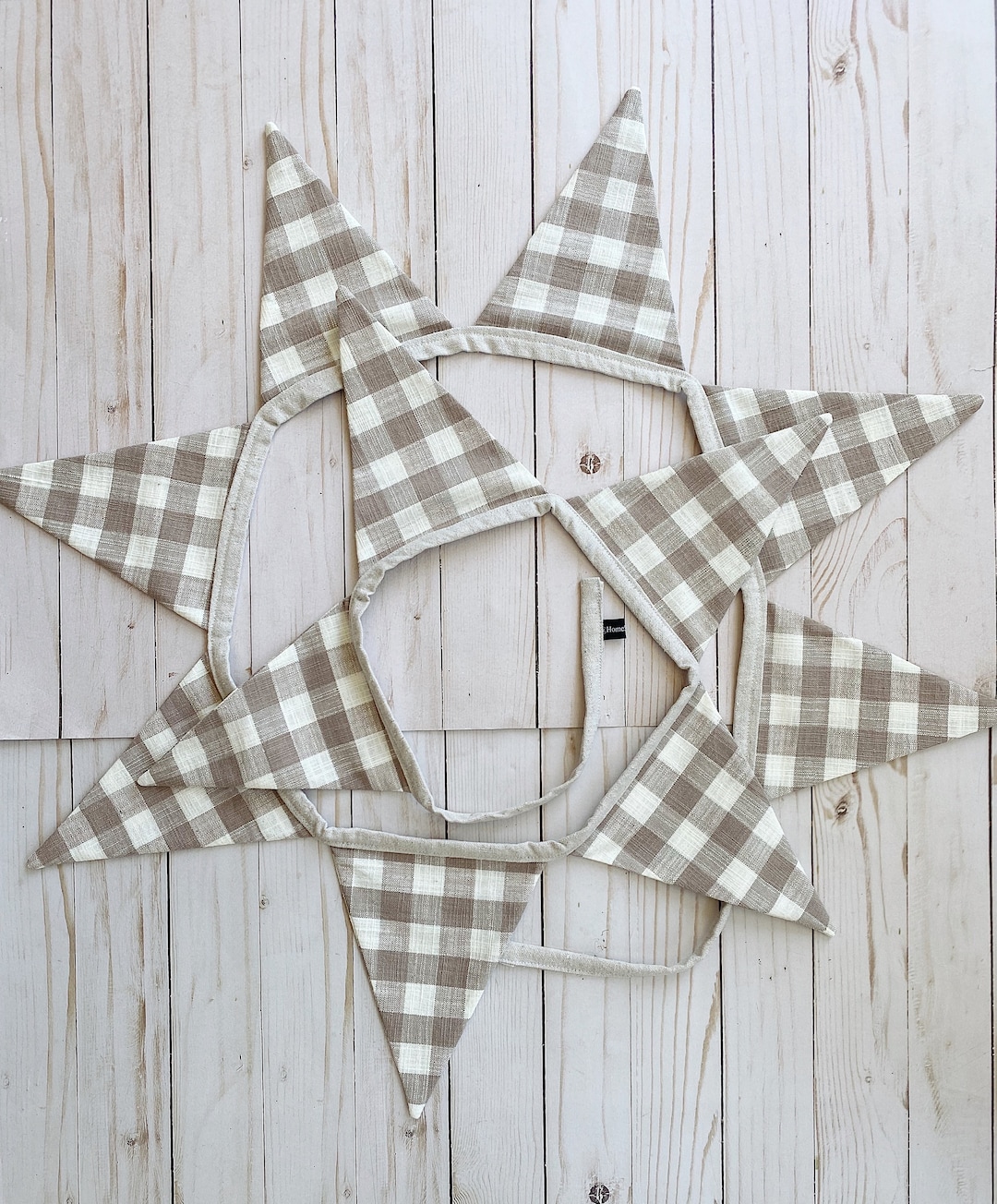 Summer Neutral Banner, Gingham Check Bunting, Tan Check Flag Banner ...