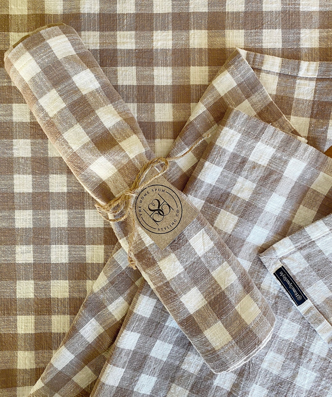 Neutral Gingham Table Runner, Taupe and White Check Runner, Gingham ...