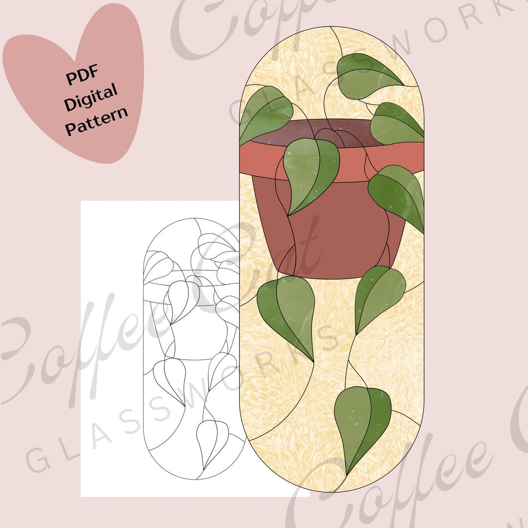 Pothos Plant Stained Glass Pattern — Digital Download || Printable ...