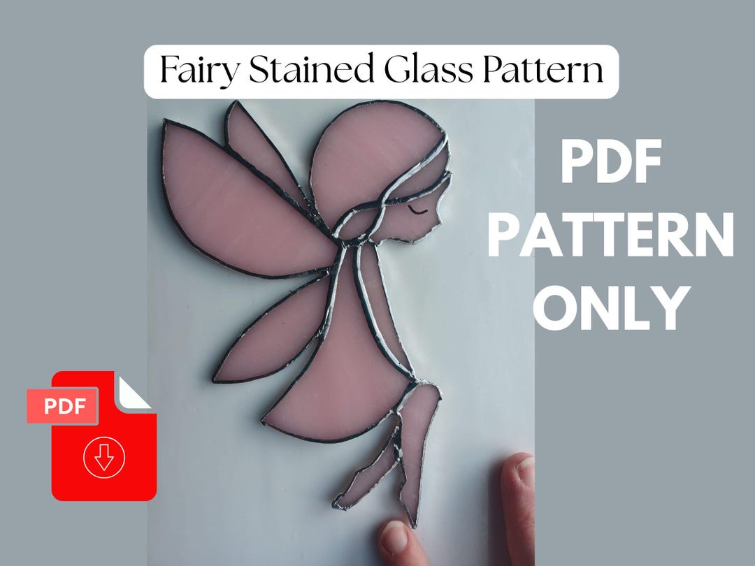 Fairy Stained Glass Pattern PDF Digital File | Stained Glass Girl Fairy ...