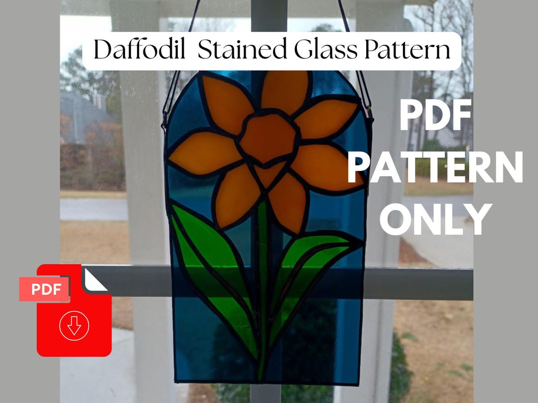 Daffodil Stained Glass Pattern PDF Digital File | Stained Glass ...