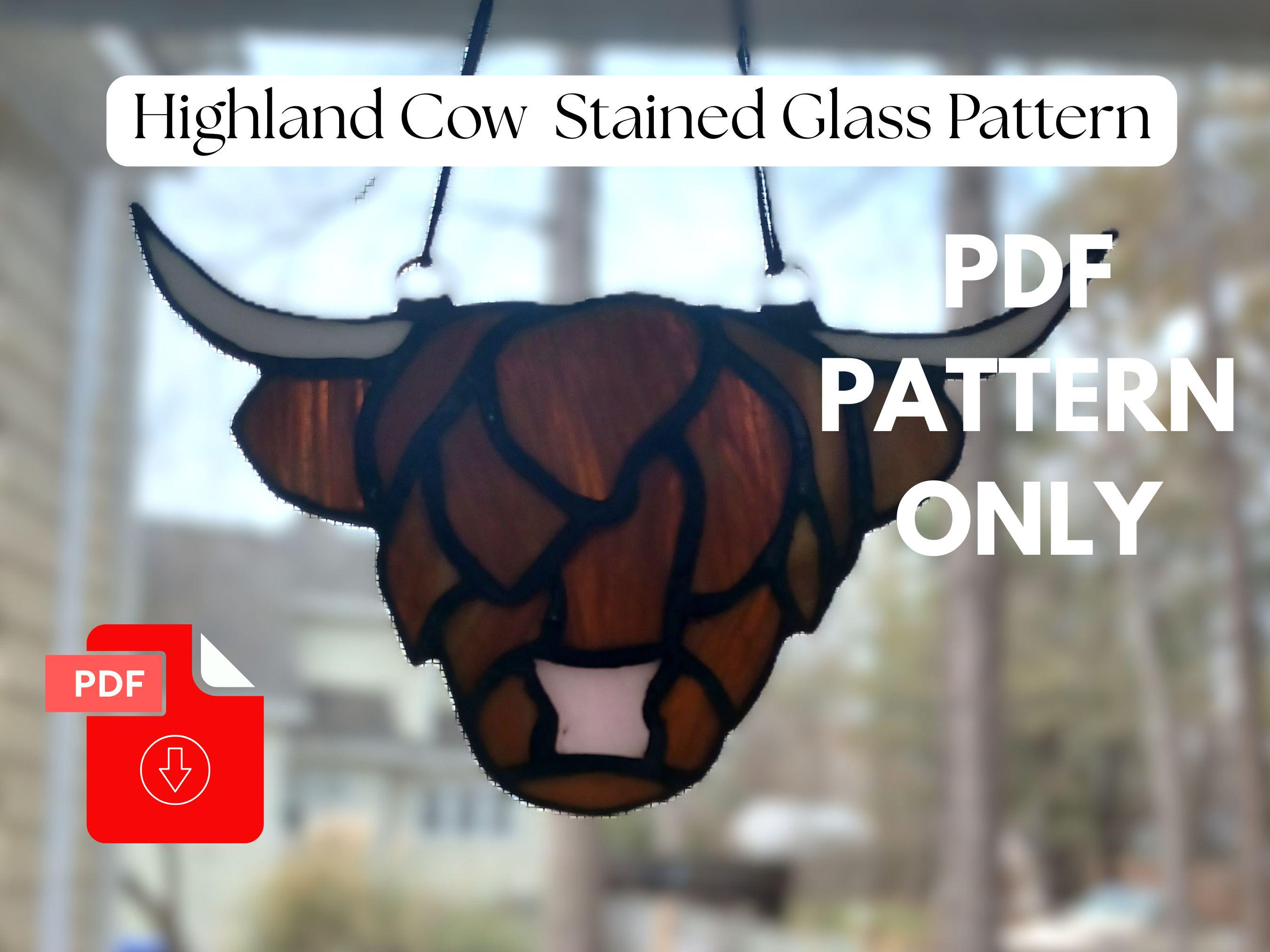 Highland Cow Stained Glass Pattern PDF Digital File | Stained Glass ...