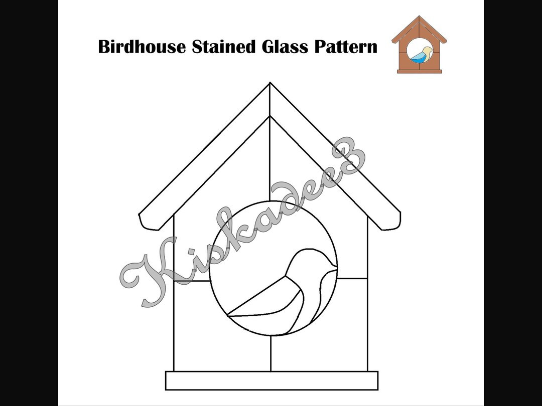Birdhouse Stained Glass Pattern PDF Digital File | Stained Glass Bird ...