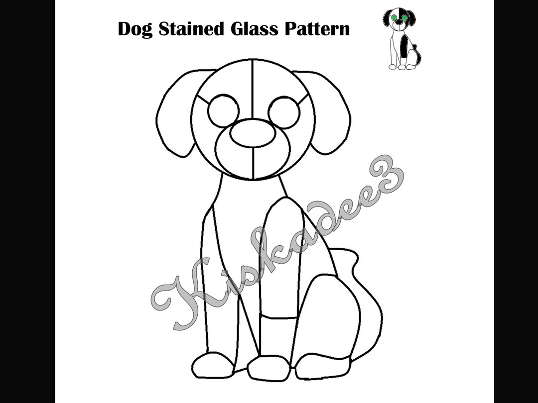 Cute Dog Stained Glass Pattern PDF Digital File | Stained Glass Dog ...
