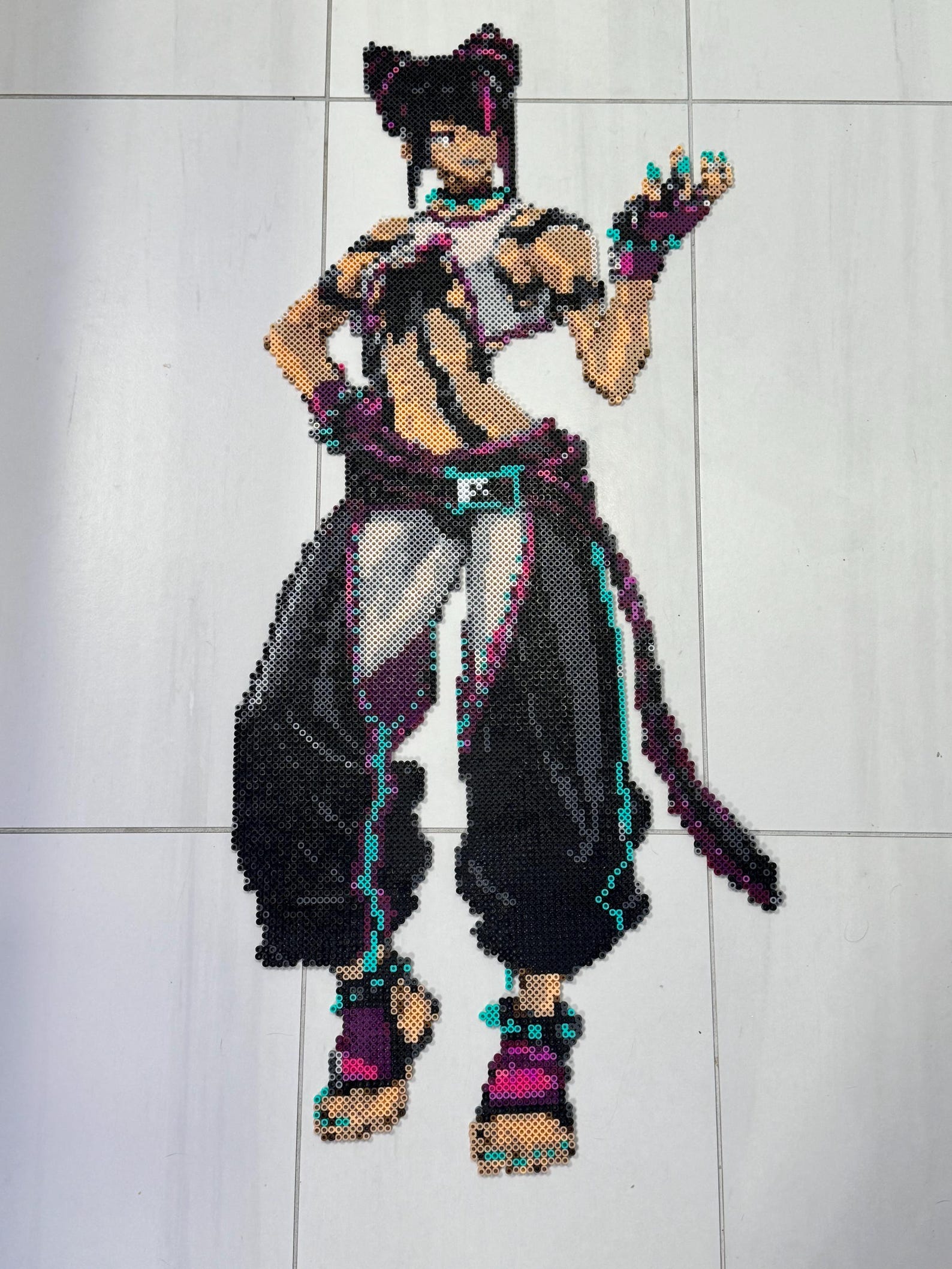 Juri Han Perler Wall Art | Street Figher Handmade Pixel Art - Etsy