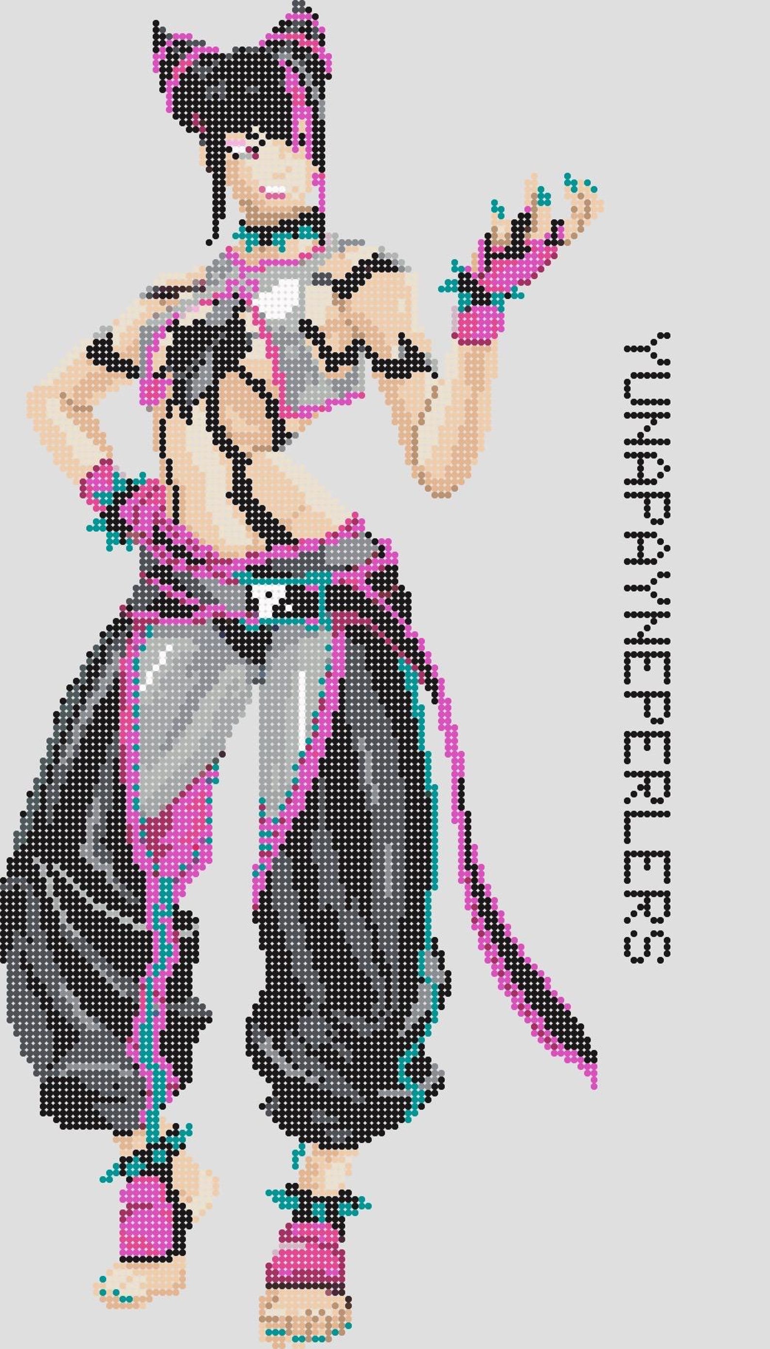 Juri Han Perler Wall Art | Street Figher Handmade Pixel Art - Etsy