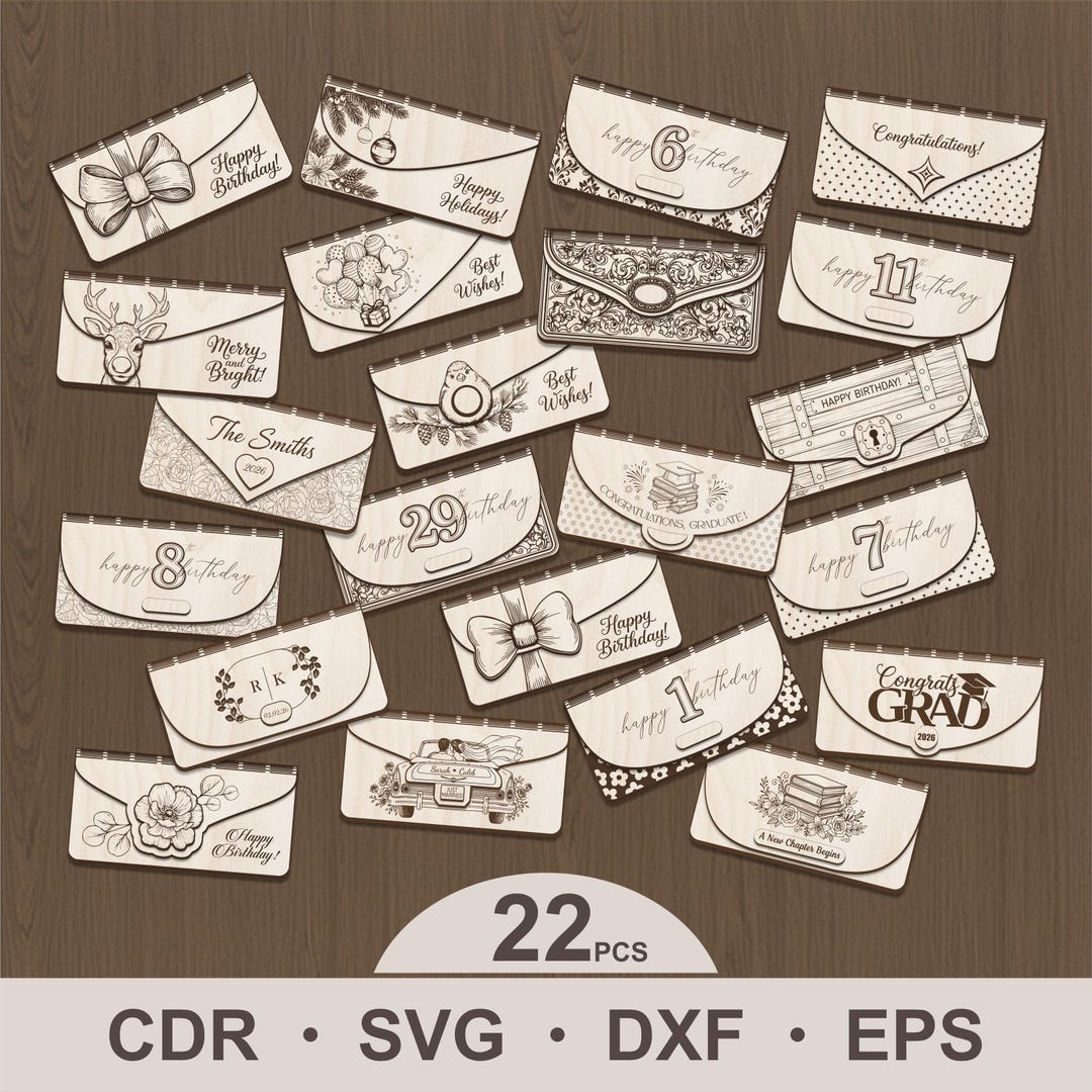 SVG Laser Cut Files Bundle, Money Envelopes, Cash Holder File, Wood ...