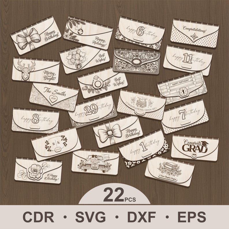 SVG Laser Cut Files Bundle, Money Envelopes, Cash Holder File, Wood ...