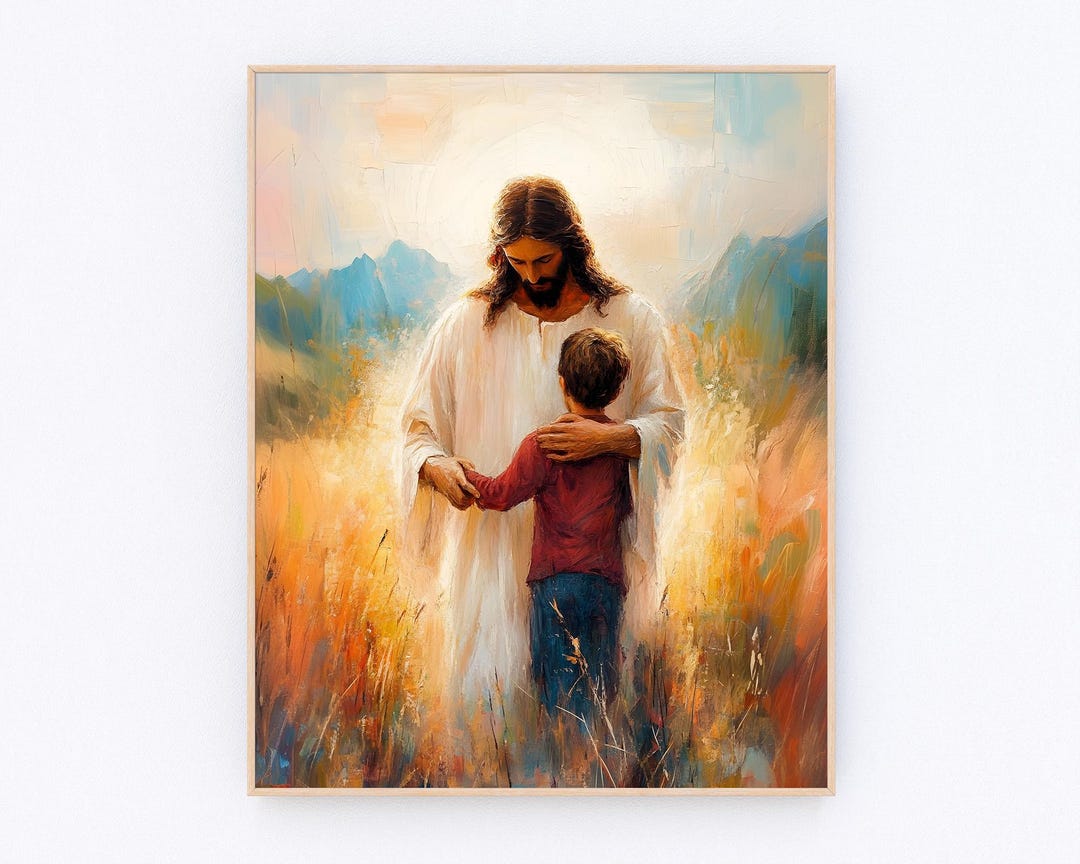 Jesus Faithful Art, Jesus Hugging Boy, Artful Religious Wall Arts ...
