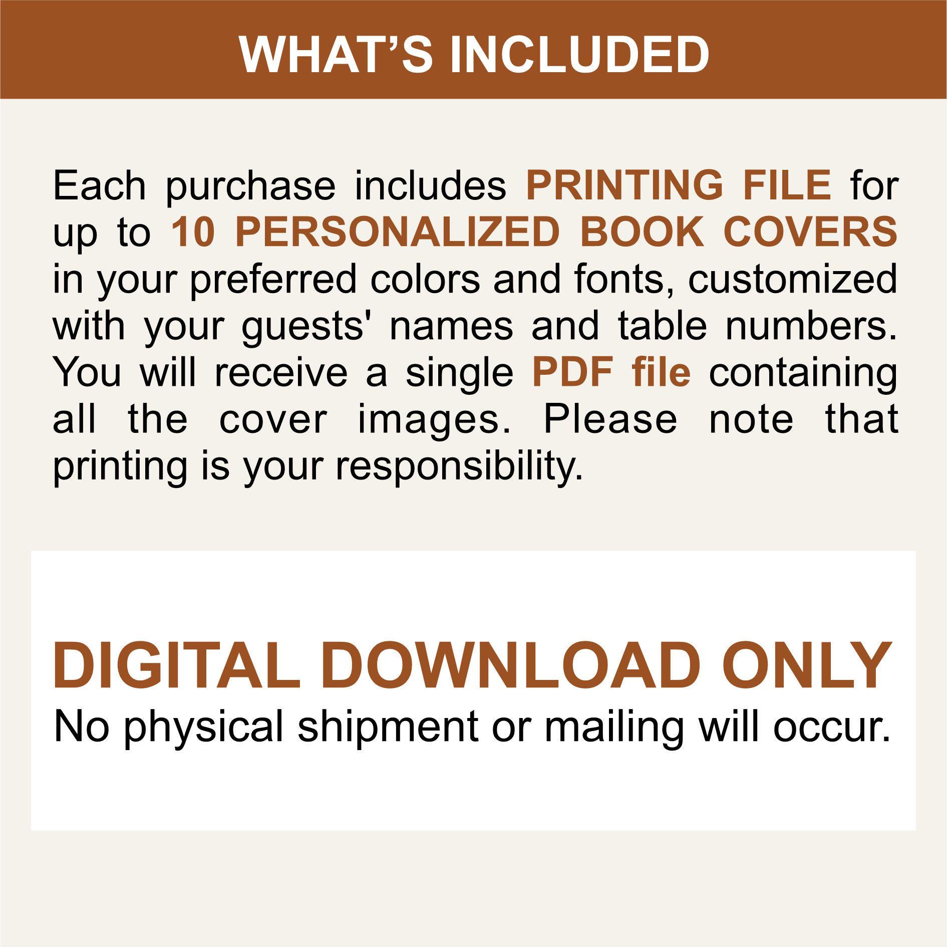 Wedding Seating Chart Book Cover Design for DIY Bookshelf Decor in Love ...