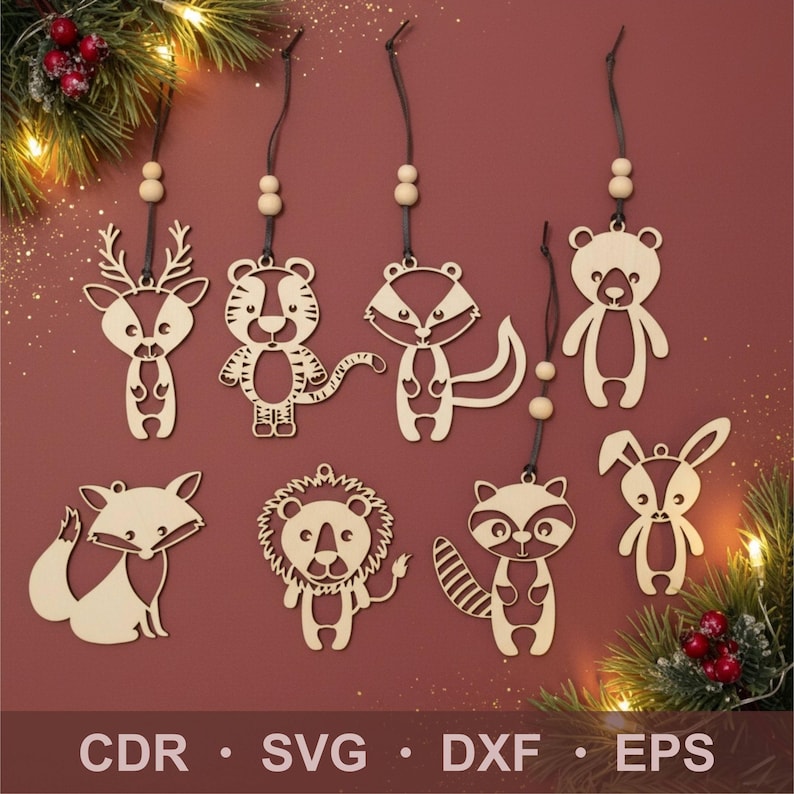 Woodland Christmas Decorations, Laser Cut Files, SVG Bundle of Forest ...