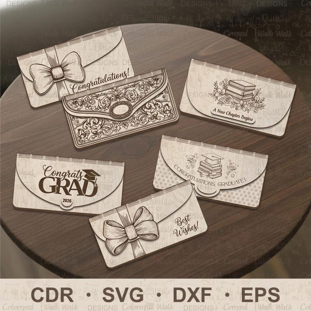 Graduation Money Box SVG Cut Files, Cash Envelopes 6 Bundle, Graduate ...