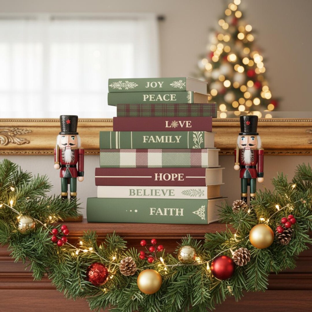 Christmas Book Stack, DIY Decorations Printables, Decorative Books ...