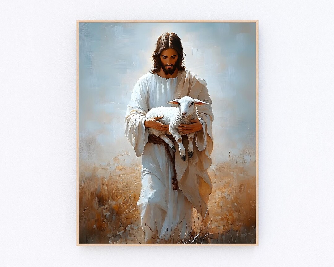 Jesus Good Shepherd, Religiously Print, Leaving the 99, Wall Art Bible ...